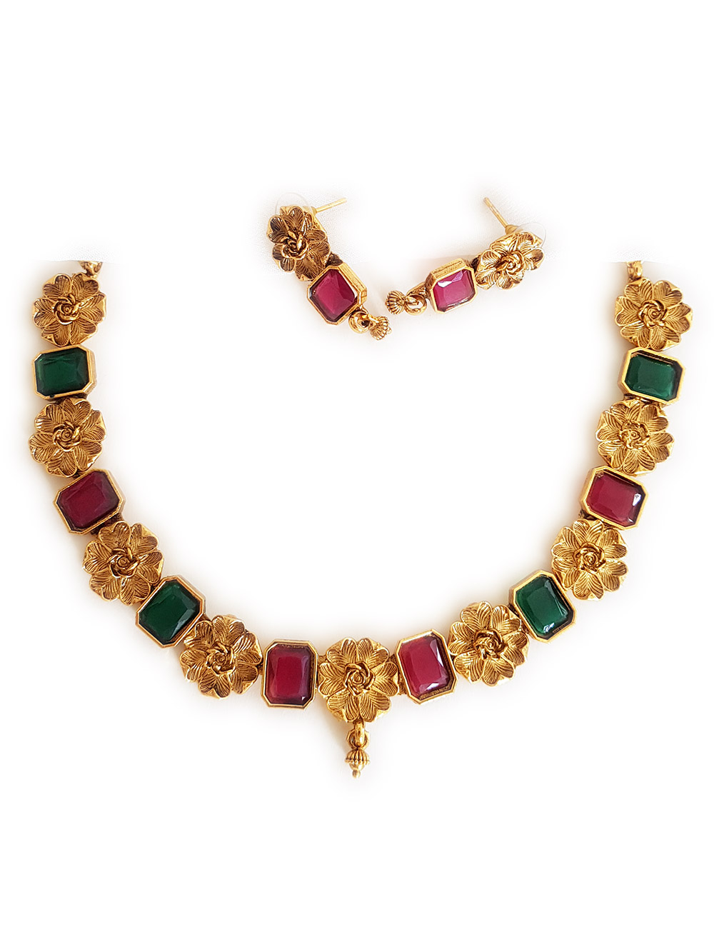 NECKLACE-A580 GREEN RUBY – Online imitation ornaments jewels